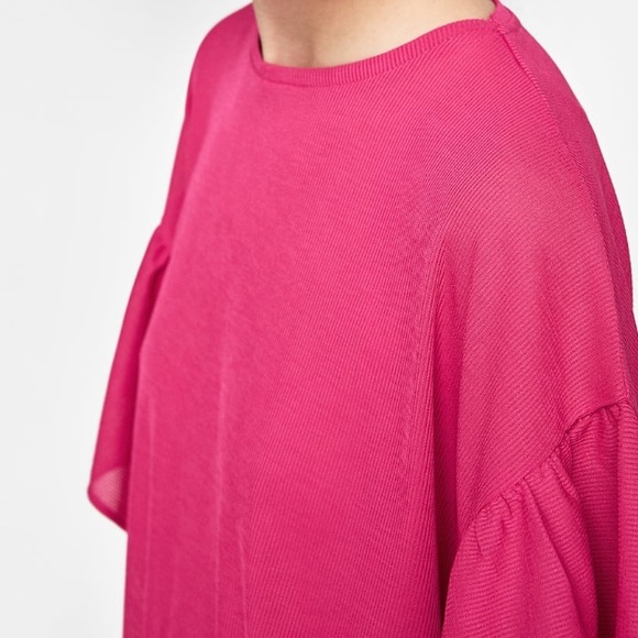Zara | Tops | Nwt Zara Ruffled Sleeve Tshirt | Poshmark